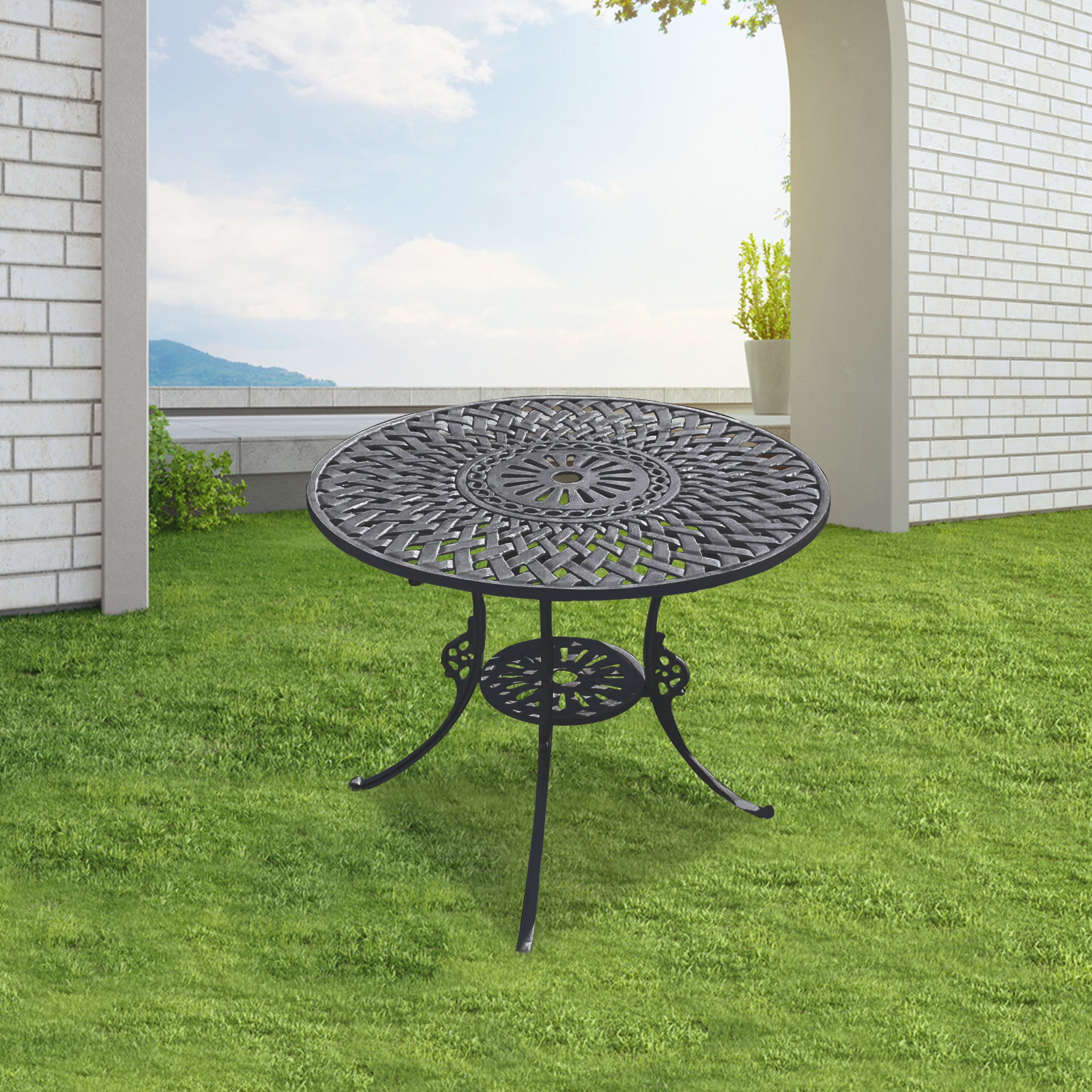 Dreamline Cast Aluminium Garden Patio Seating Chair and Table Set for ...