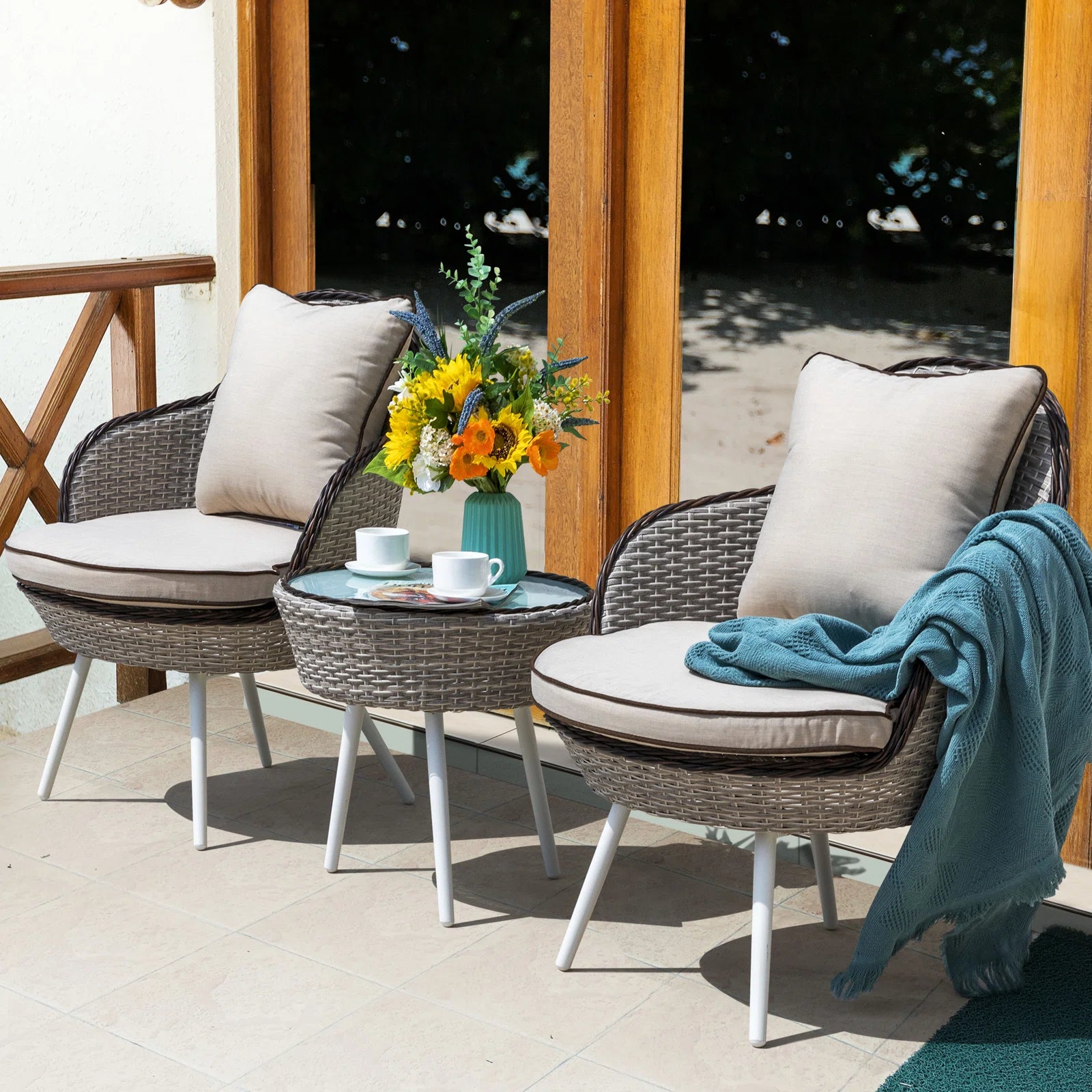 Dreamline Outdoor Furniture Garden Patio Seating Set 1+2 2 Chairs and ...