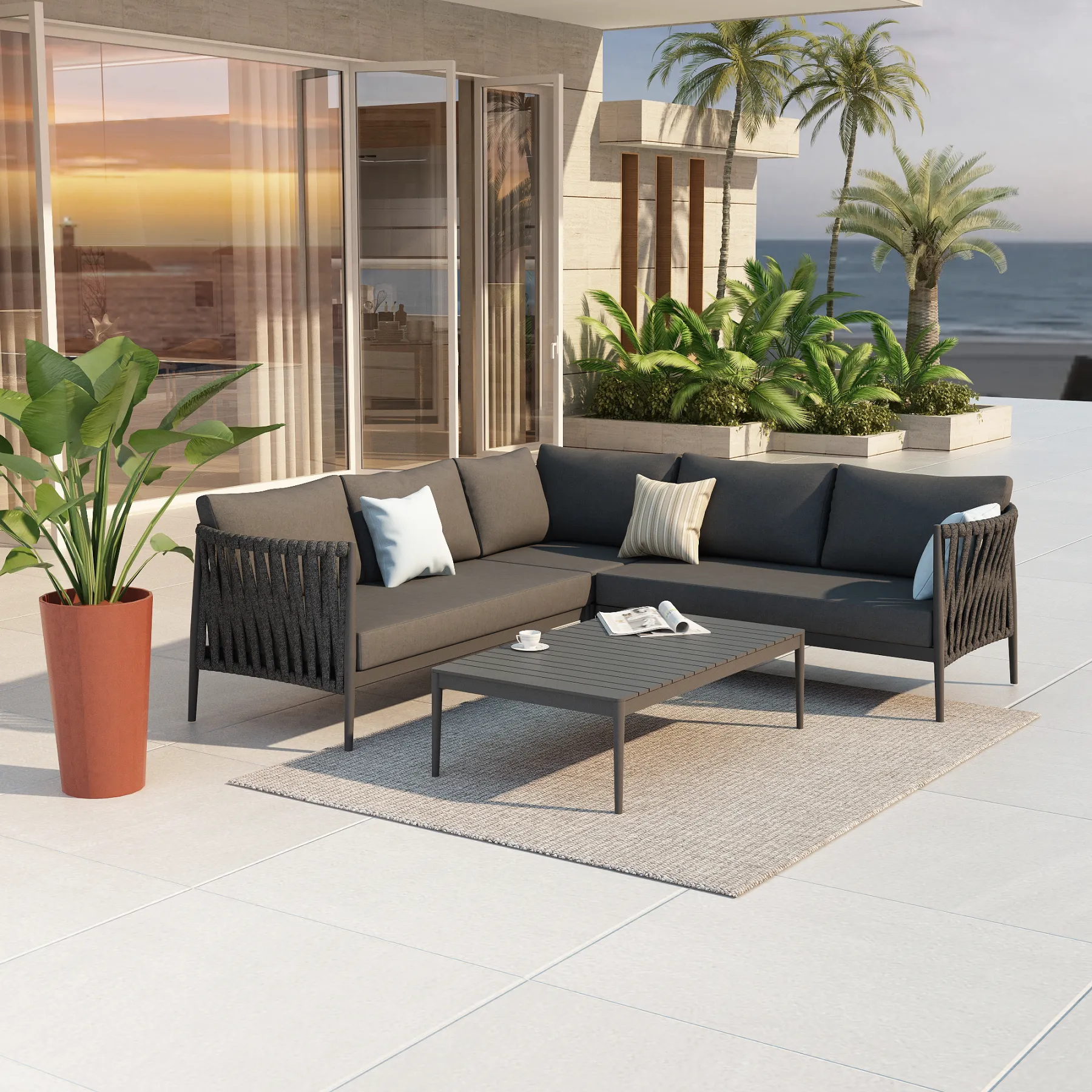 Dreamline Outdoor Garden Balcony Sofa Set 5 Seater and 1 Center Table ...